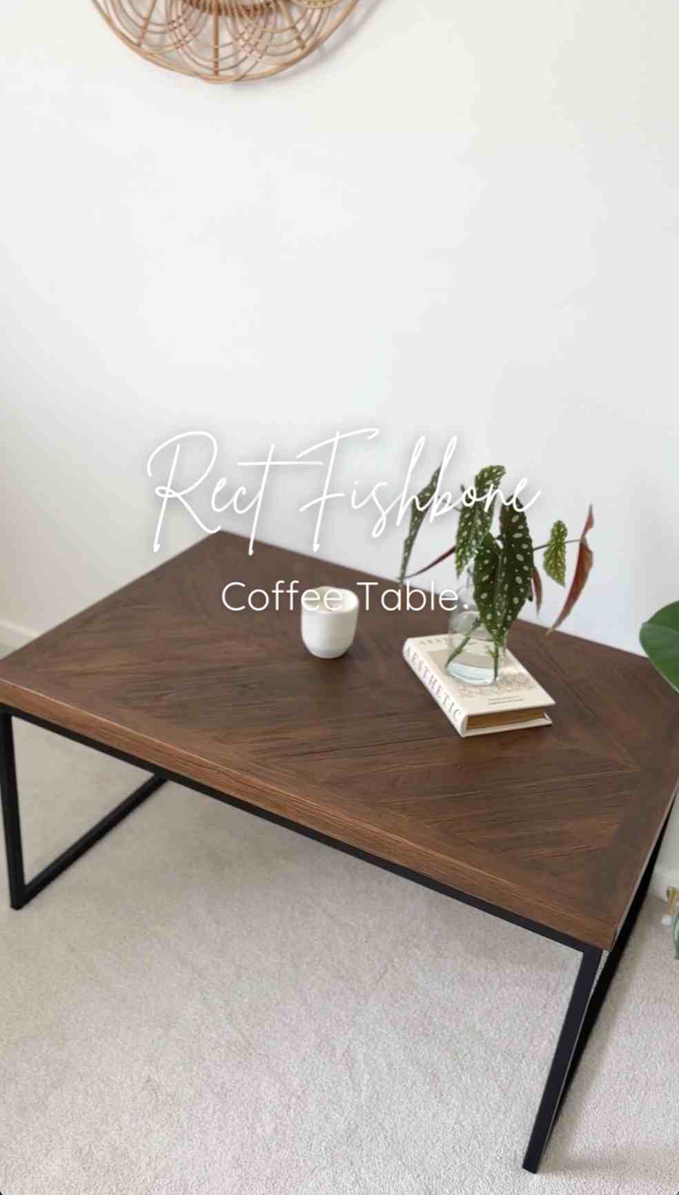 Rect Fishbone Reclaimed Wood Coffee Table - Mellowdays Furniture